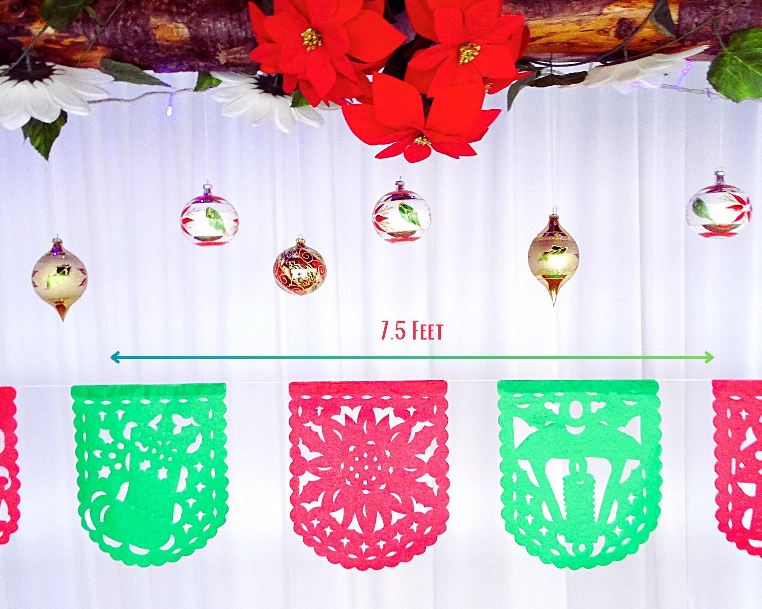 Christmas Papel Picado Banner, Mexican Fiesta Navidad Decoration - Etsy