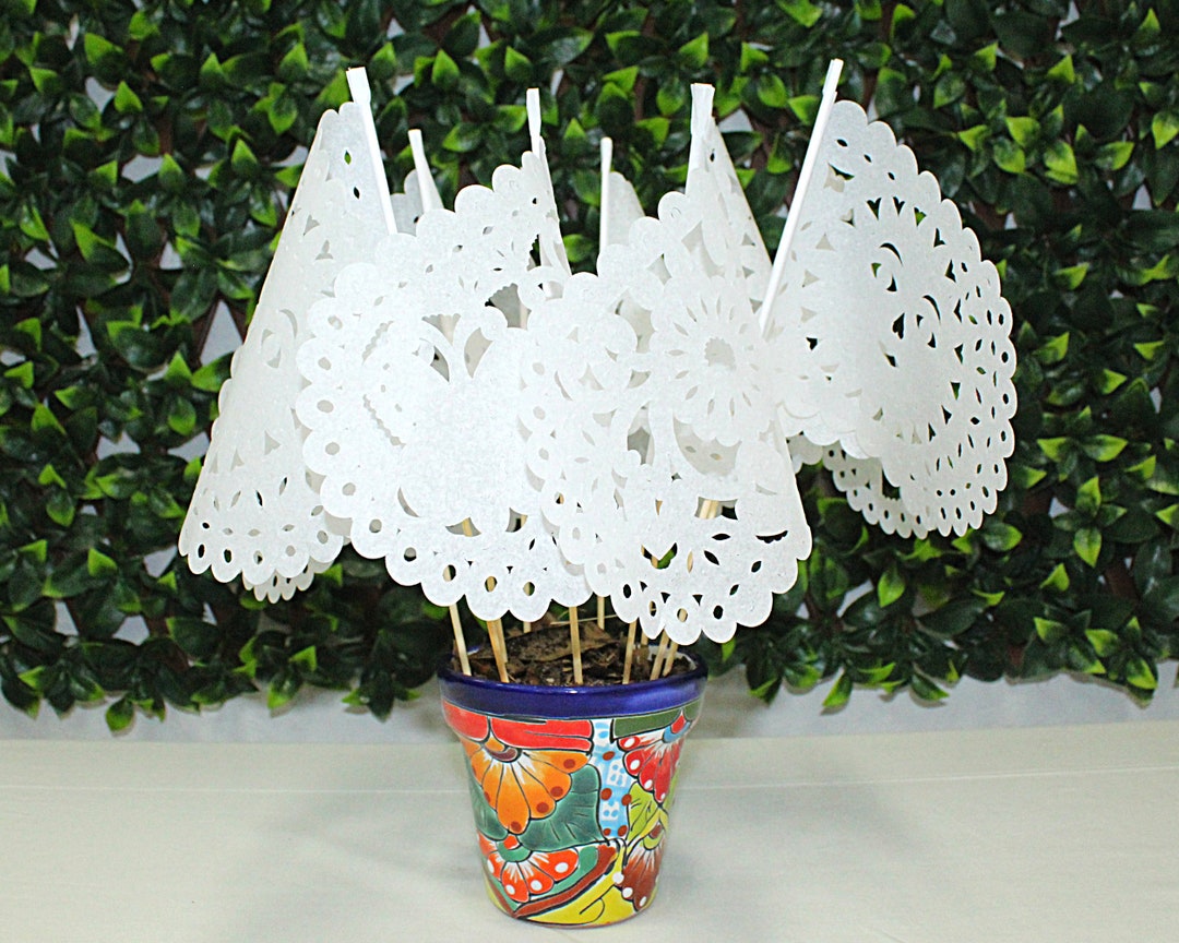 White Mexican Paper Flags Papel Picado Mexican Party Decor - Etsy