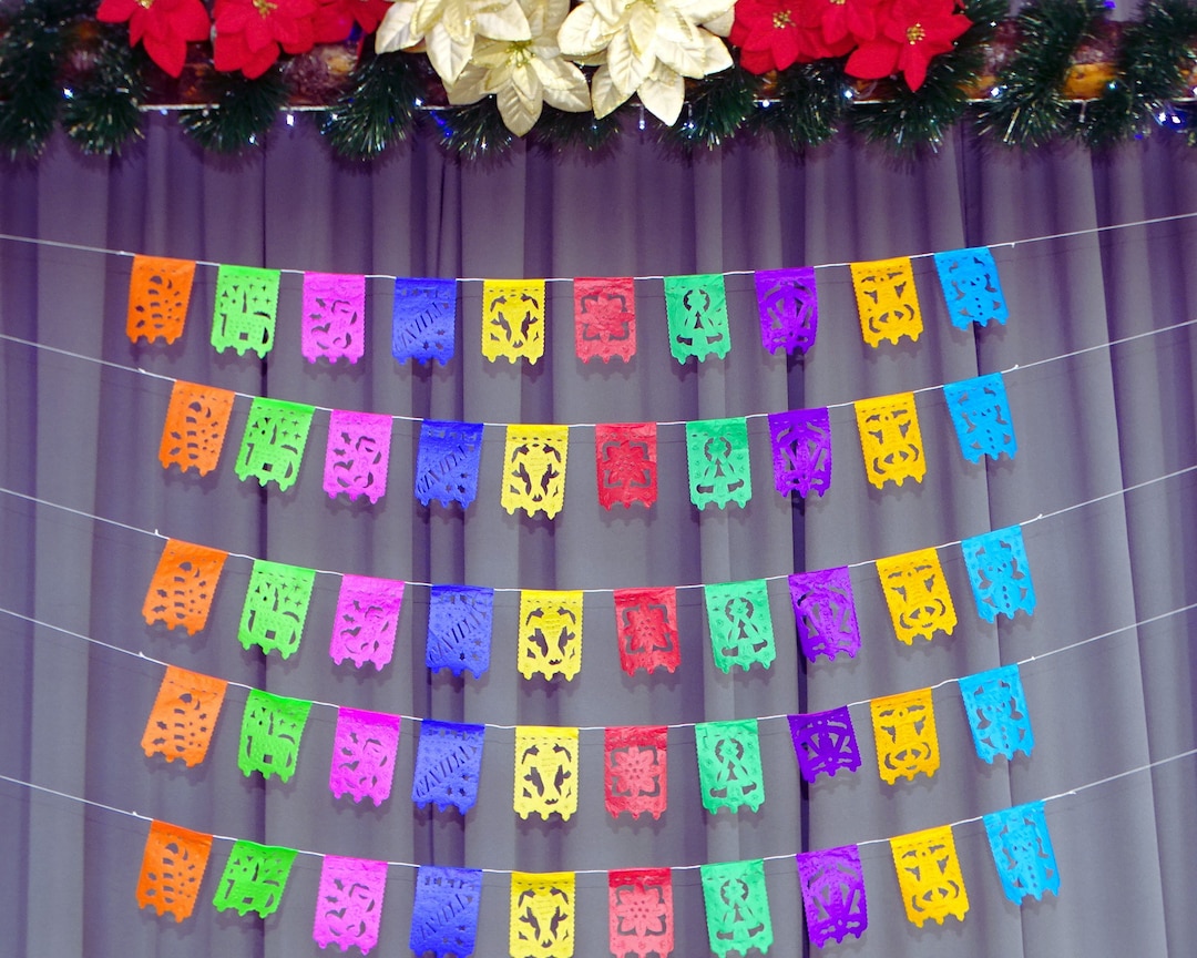 Papel Picado, 5 Pack, Fiesta Decoration, Paper Banner, Mini Banners ...