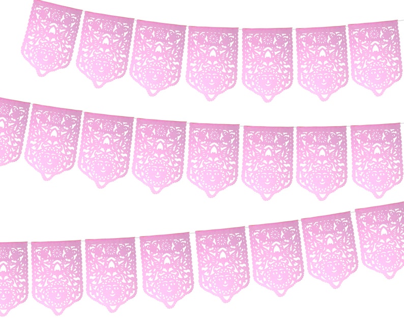 Light Pink Papel Picado Banner - Mexican Fiesta Decoration, 5 Pack - Etsy