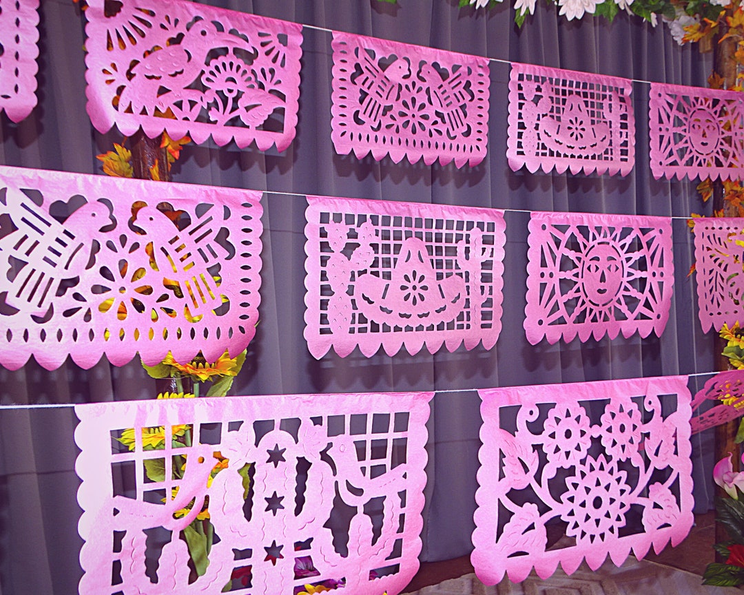 Metallic Pink Papel Picado Picado Banner Mexican Fiesta - Etsy