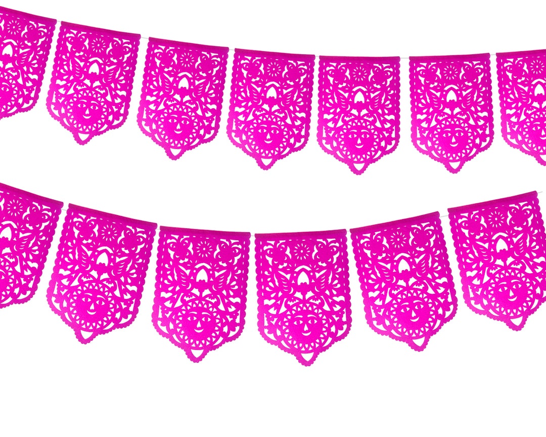 Hot Pink Papel Picado 2 Pack, Party Decoration, Fiesta Bunting, Party ...