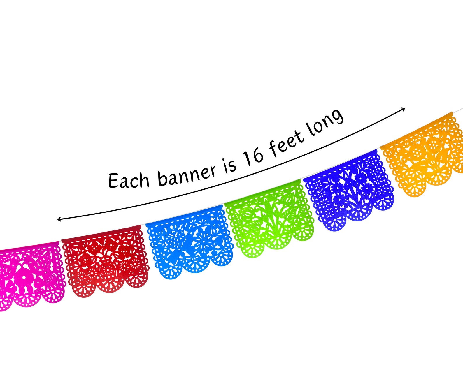 Vibrant Papel Picado Banner, Fiesta Party Decoration, 16 Ft - Etsy
