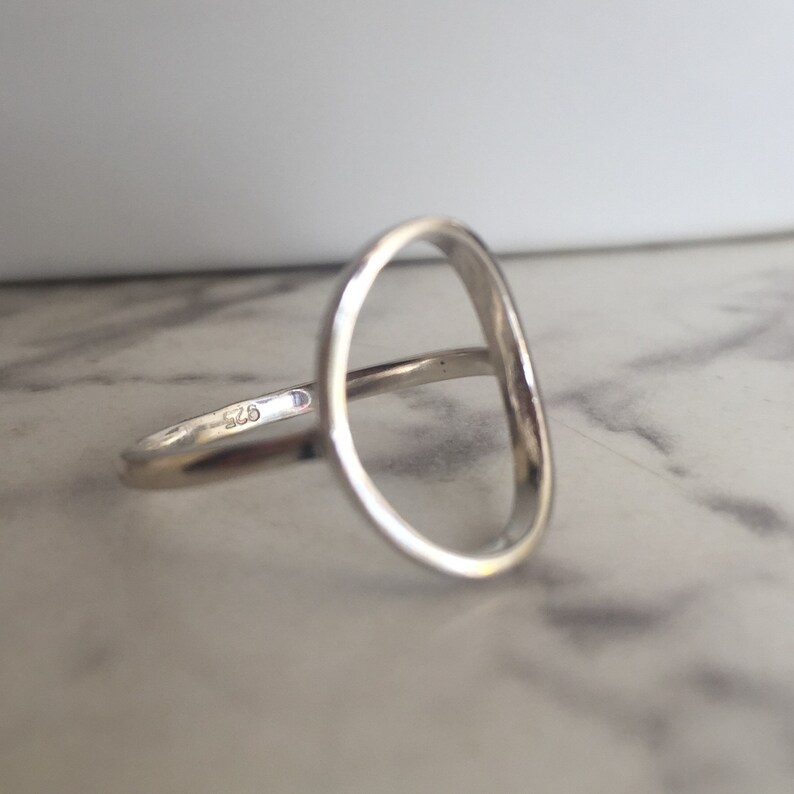 925 Sterling Silver Empty Oval Ring Open Ring Geometric - Etsy UK