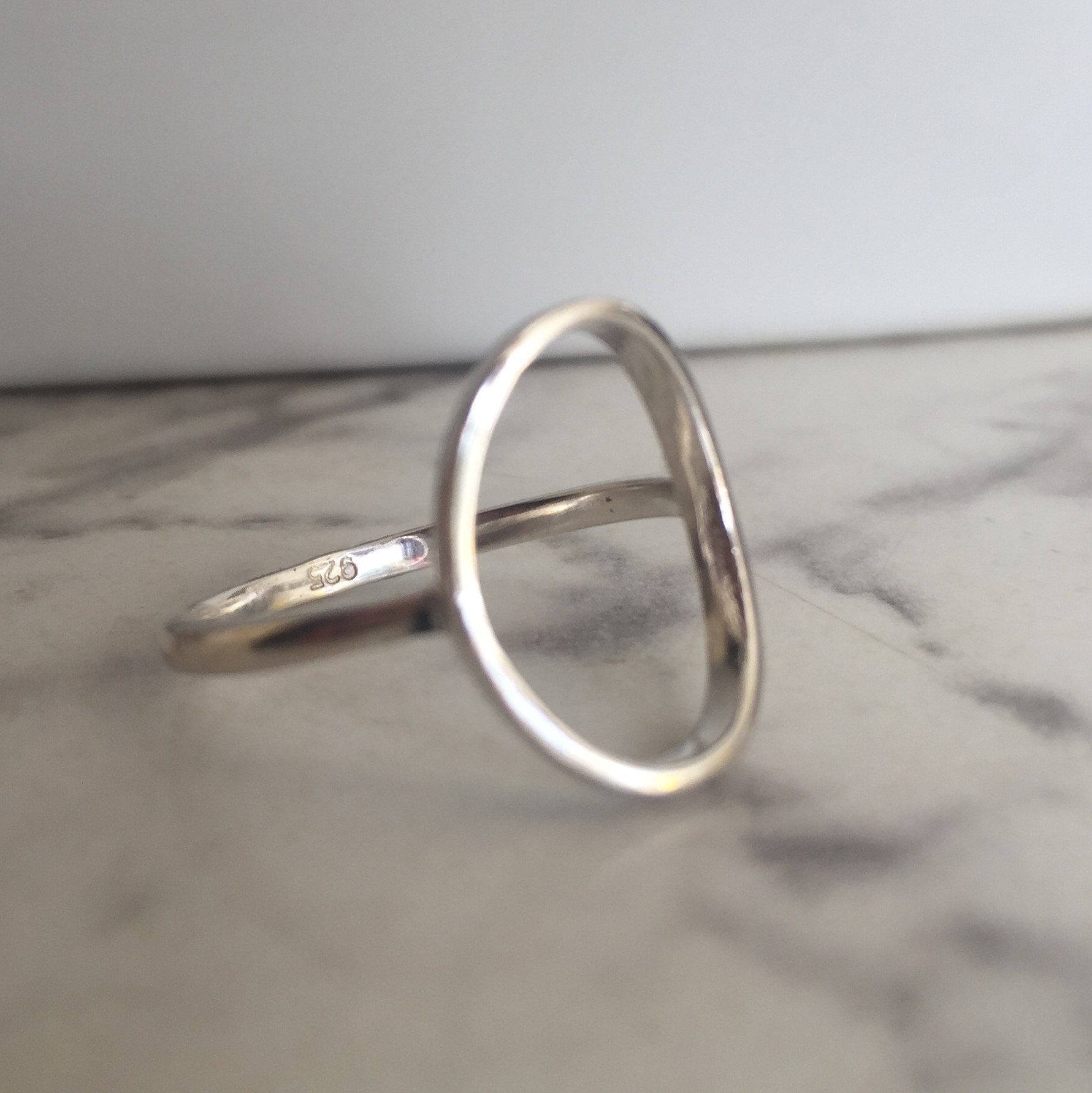 925 Sterling Silver Empty Oval Ring Open Ring Geometric - Etsy UK