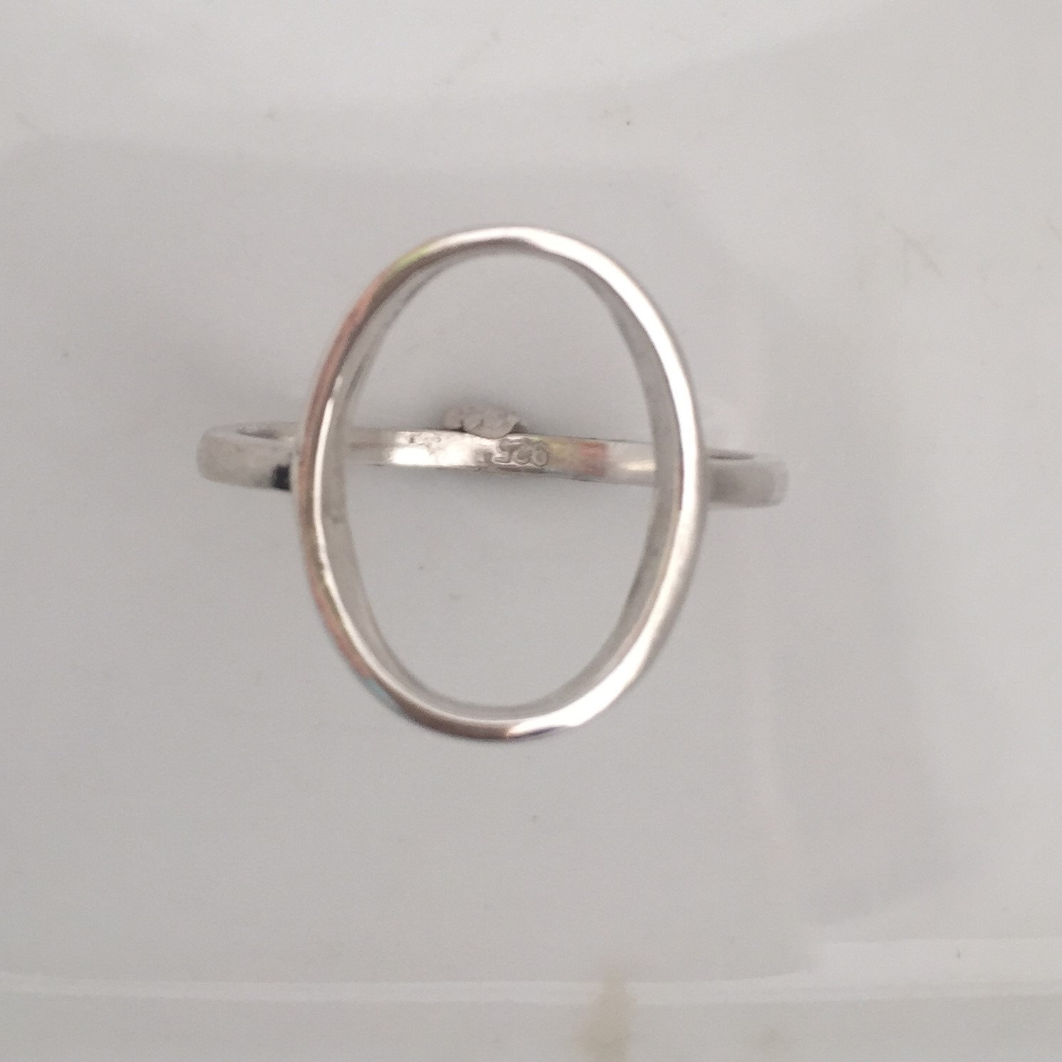 925 Sterling Silver Empty Oval Ring Open Ring Geometric - Etsy UK