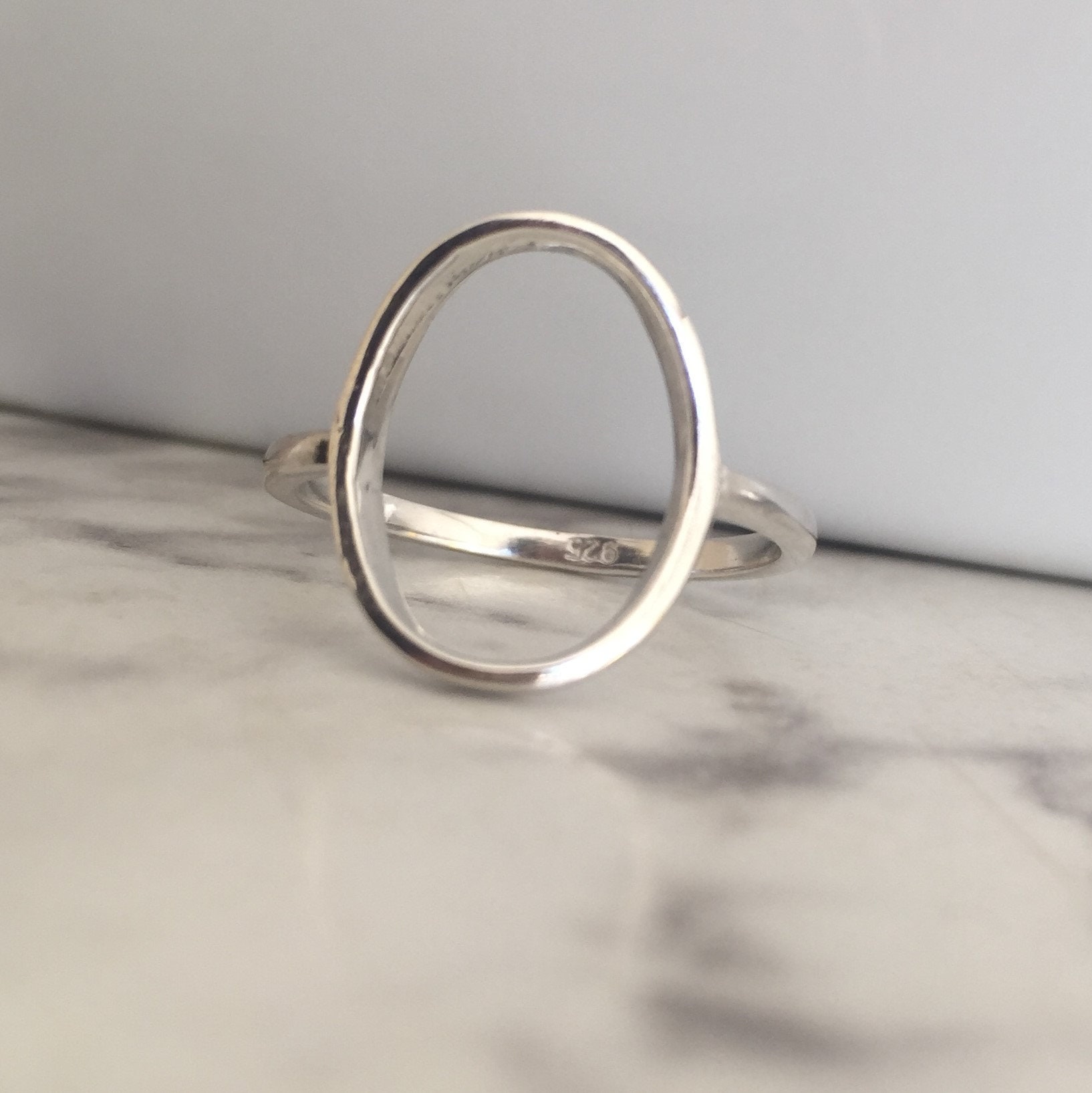925 Sterling Silver Empty Oval Ring Open Ring Geometric - Etsy UK