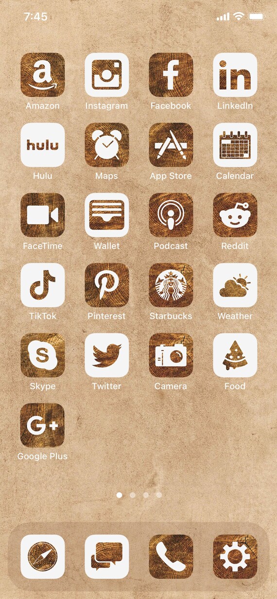 100 Wood Aesthetic Ios 14 App Icons Pack Set Custom iPhone Ios 14 Home Screen Icons Wooden iPhone Icons PNG digital Download Etsy