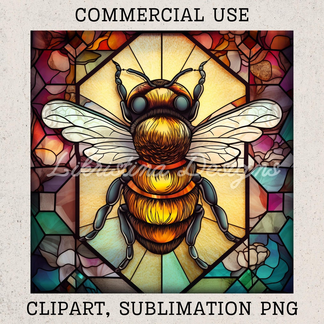 Stained Glass Bee Sublimation Design PNG, Instant Digital Download ...