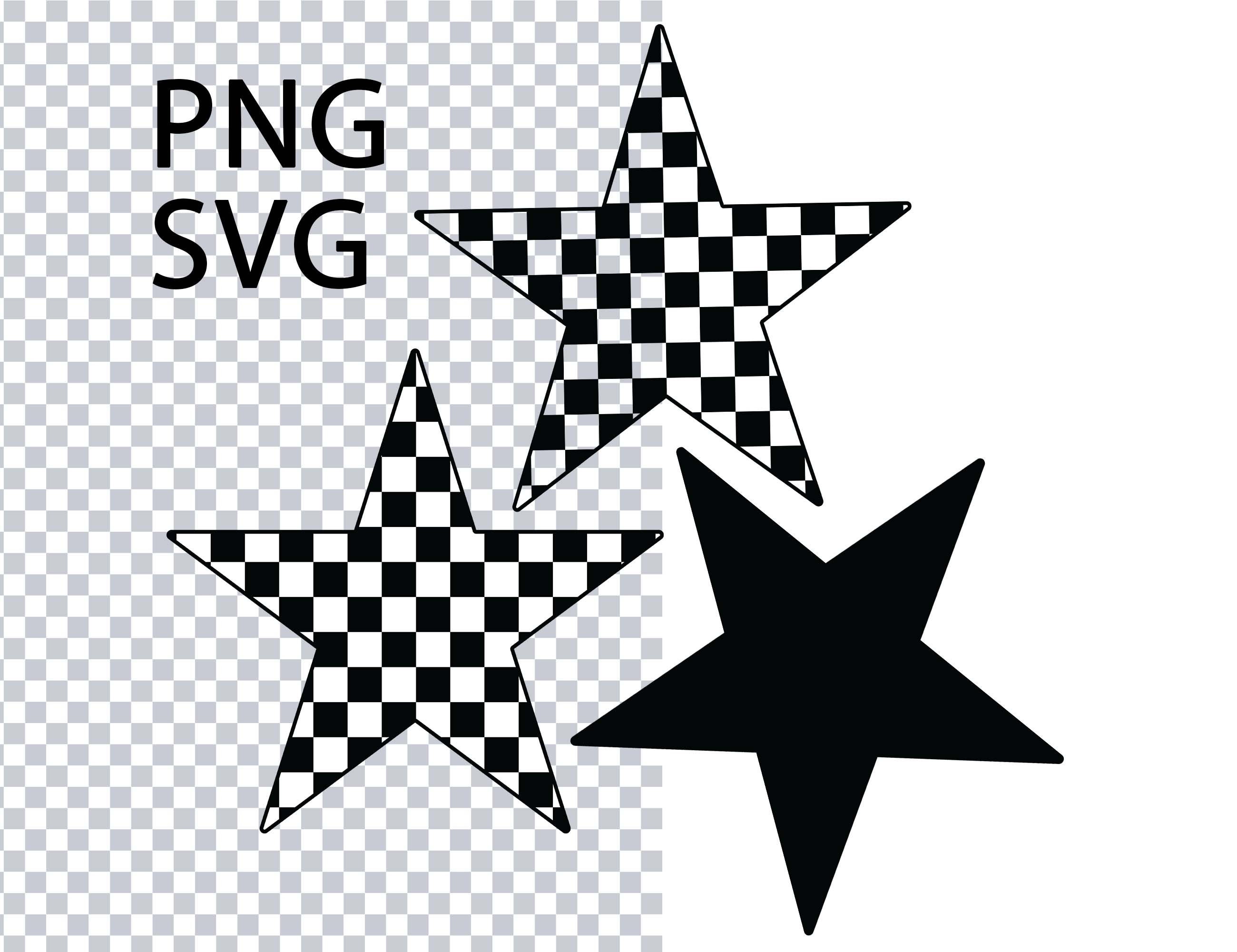 Checkered Star SVG Files, Preppy Retro Checkerboard Background ...