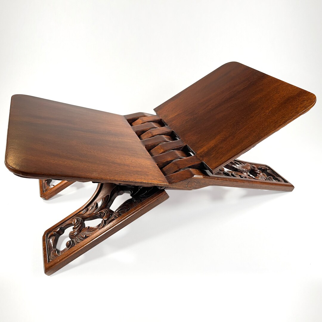 Folding Carved Wood Bookstand - Etsy