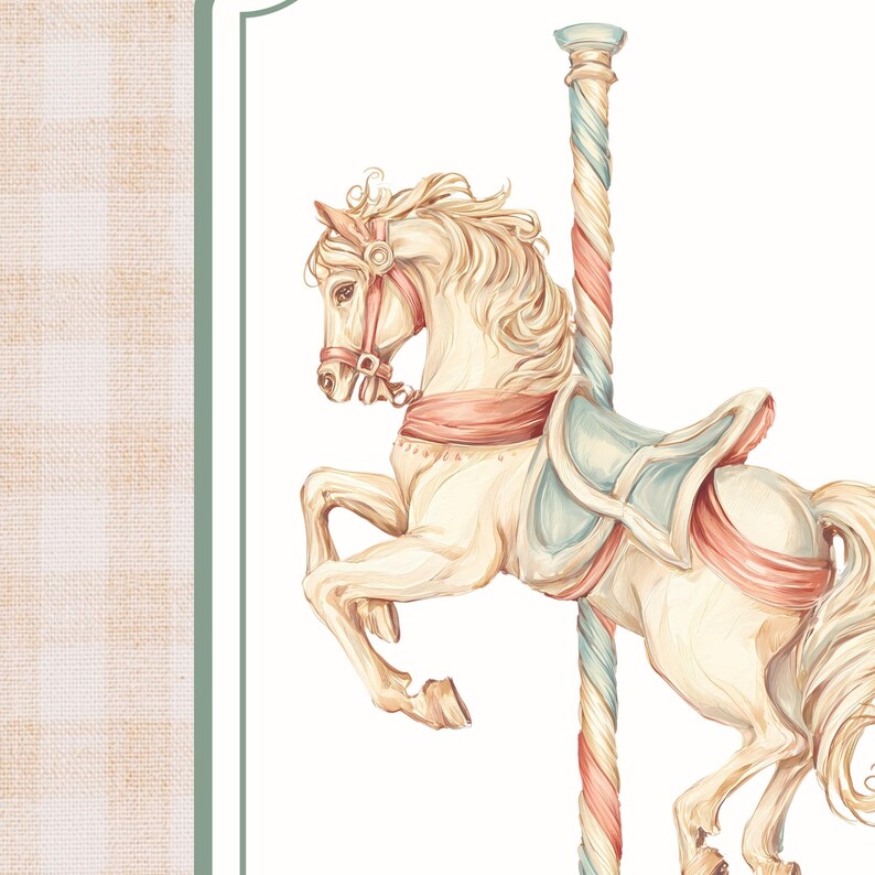 Vintage Carousel Horse Art Print: Pastel Nursery Decor (digital Download) - Etsy