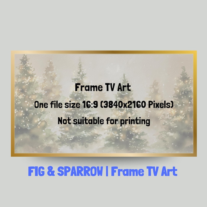 Watercolor Christmas Tree Frame TV Art | Winter Forest (digital ...