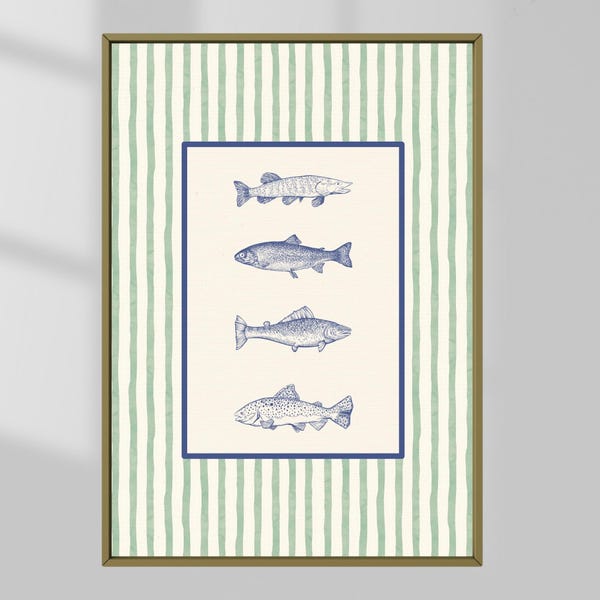 Blue Fish Wall Art - Etsy