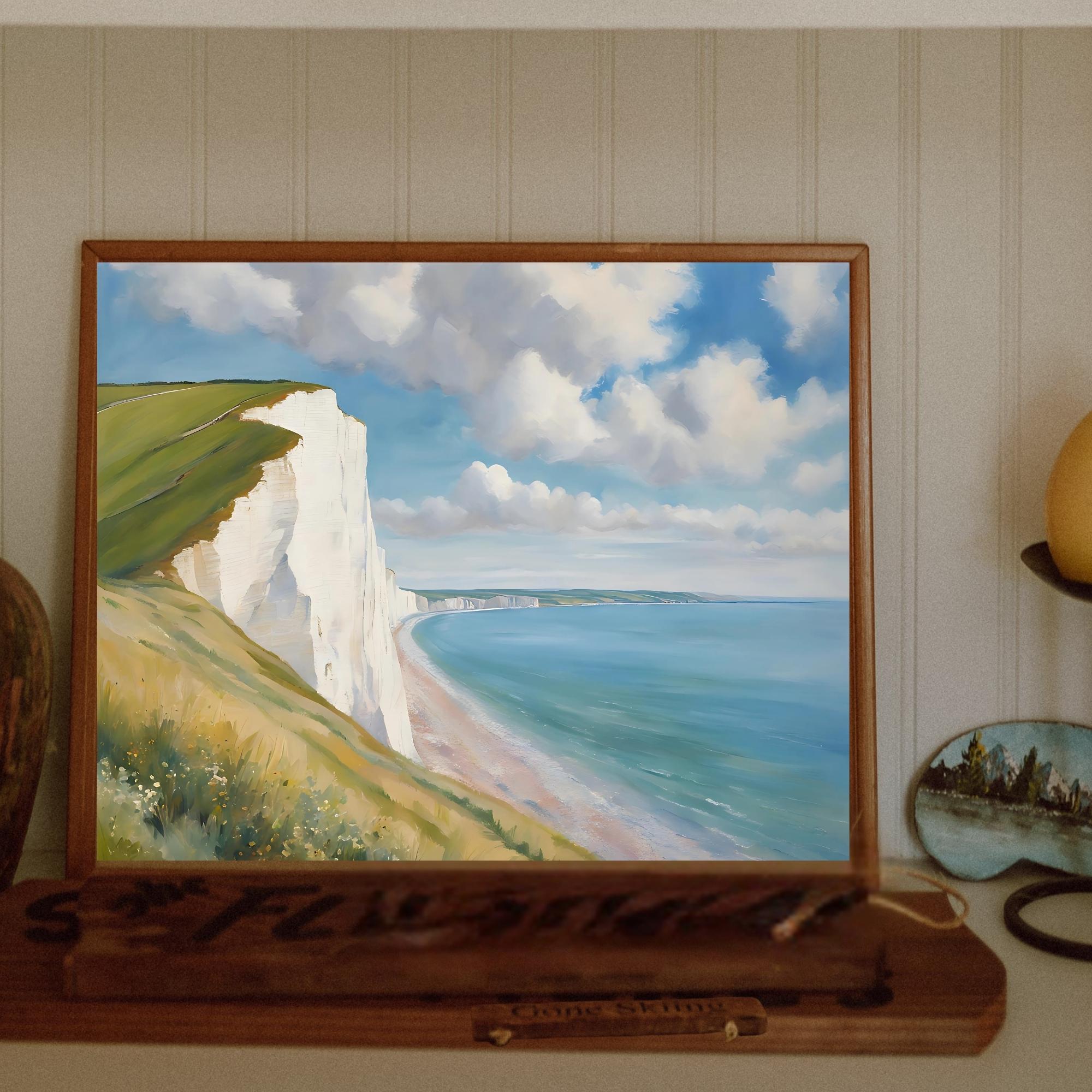 White Cliffs of Dover Print: Coastal Seaside Landscape (digital ...