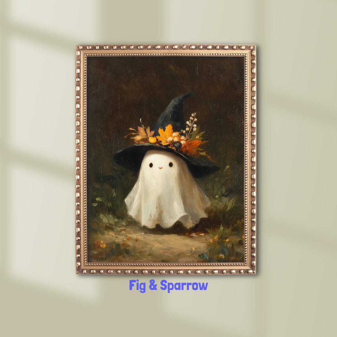 Cute Ghost Portrait Printable | Cute Halloween Wall Decor | Autumn ...