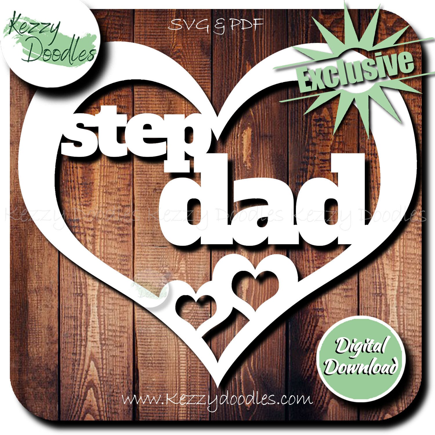 Step-dad in a Heart Papercutting Template by Kezzy Doodles Handcut ...