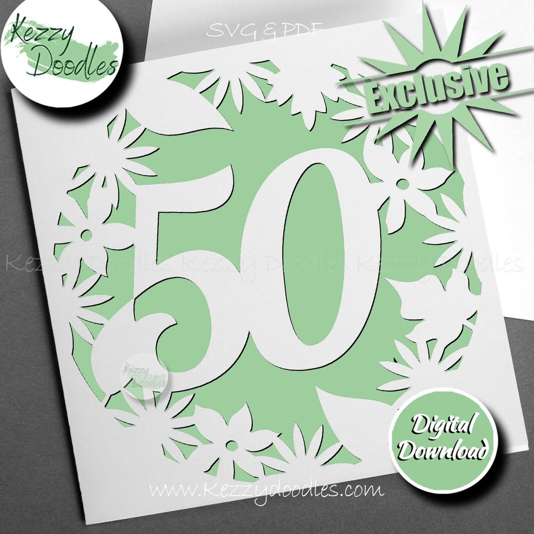Flower Circle 50th Birthday Papercutting Template by Kezzy Doodles ...
