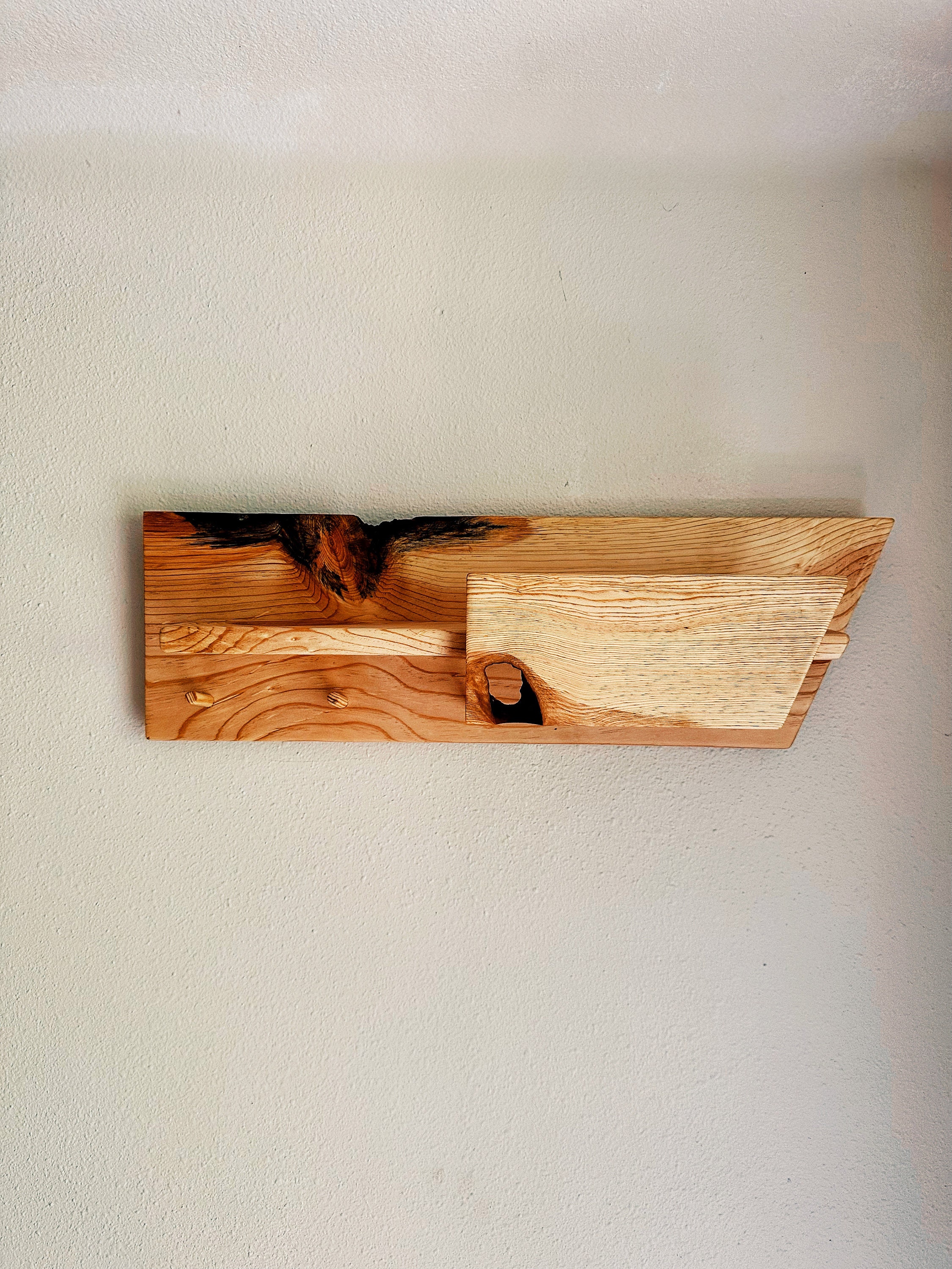 Handcrafted Knotty Pine Wall Organizer | Rustic Entryway Shelf With Key ...