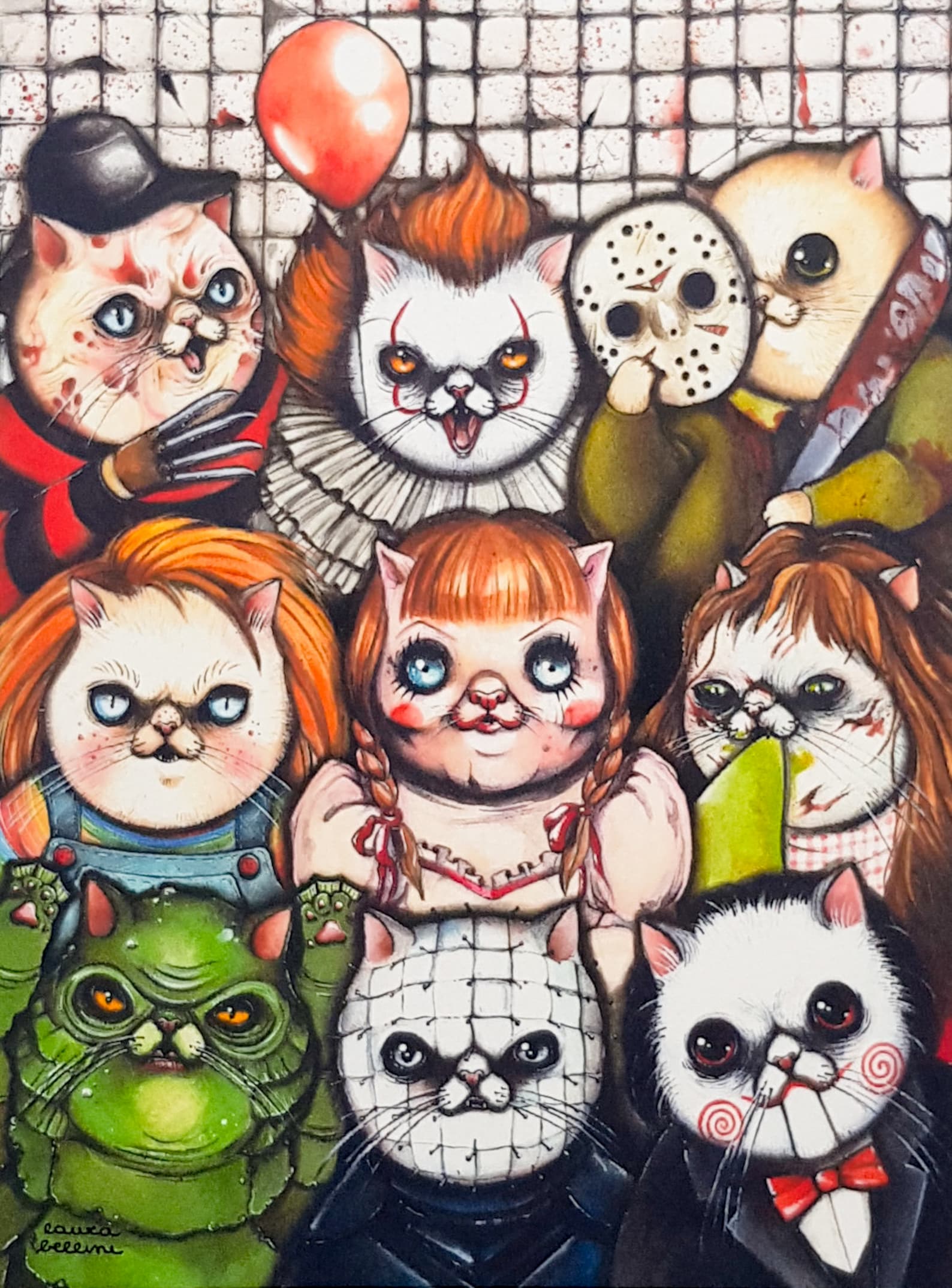 Horror Cats Limited Edition Art Print Horror Movies Icons | Etsy