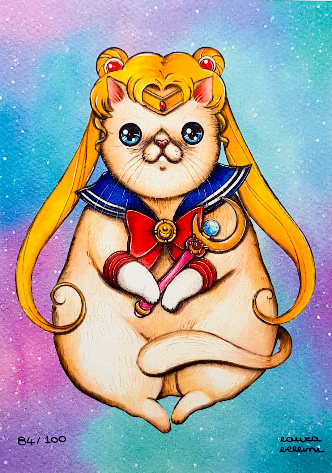 Sailor Cat Digital Art Print Sailor Moon Tribute Illustration - Etsy