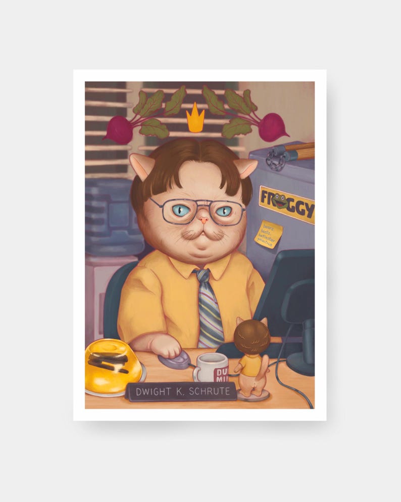 Dwight Schrute Cat, Original Print by Laura Bellini - Etsy