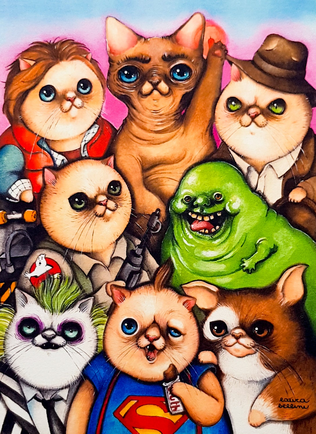 80s cats limited edition print cult movies from the eighties | Etsy