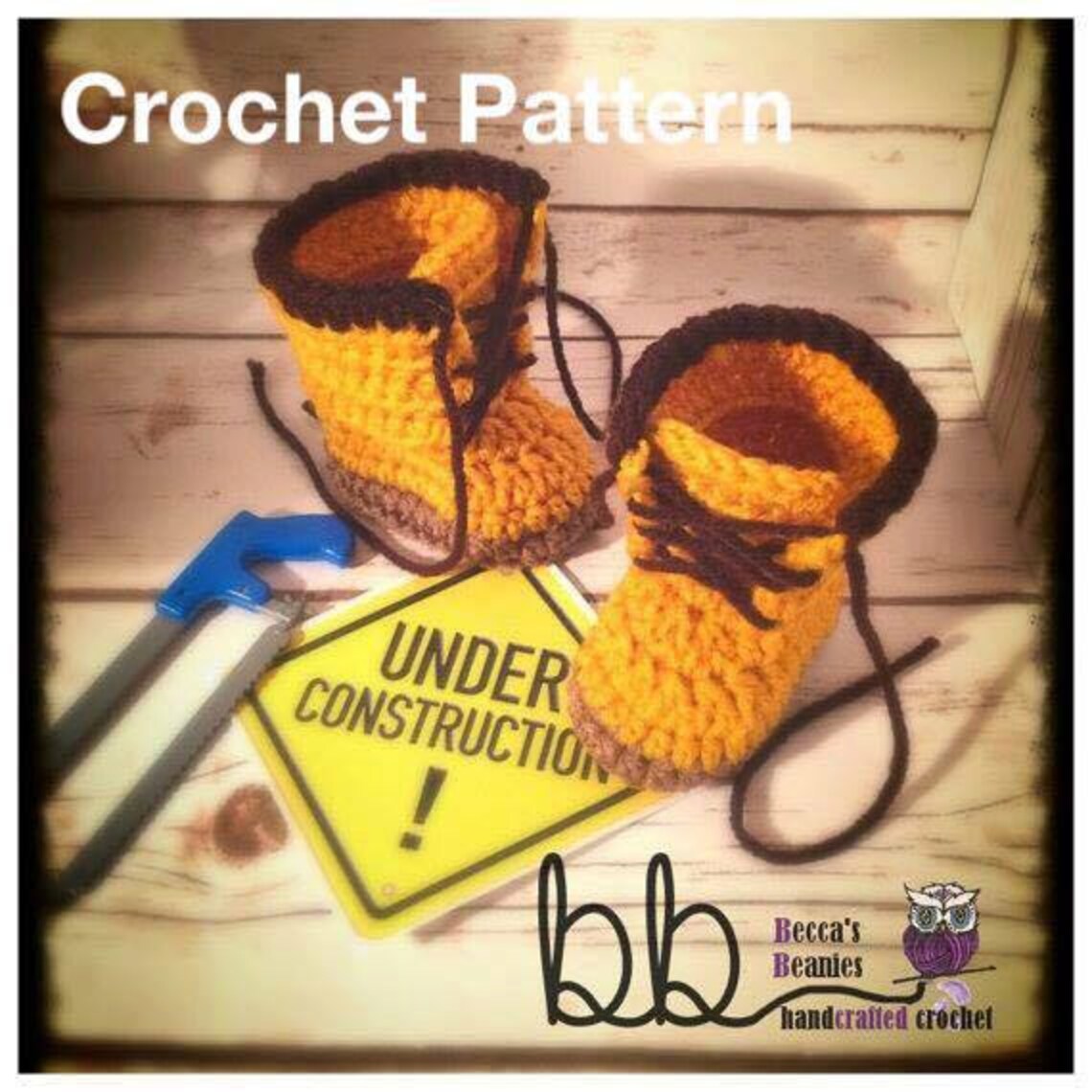 Work Boots PATTERN ONLY Crochet Newborn-12 Month Size - Etsy