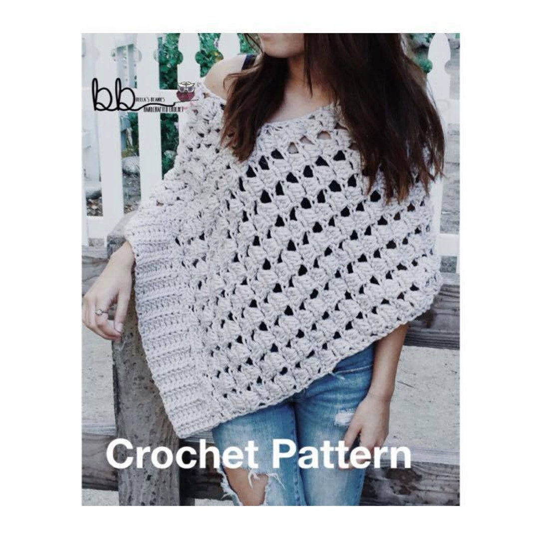 Poncho Shawl - PATTERN ONLY - Crochet - Teen to Adult One Size Fits ...