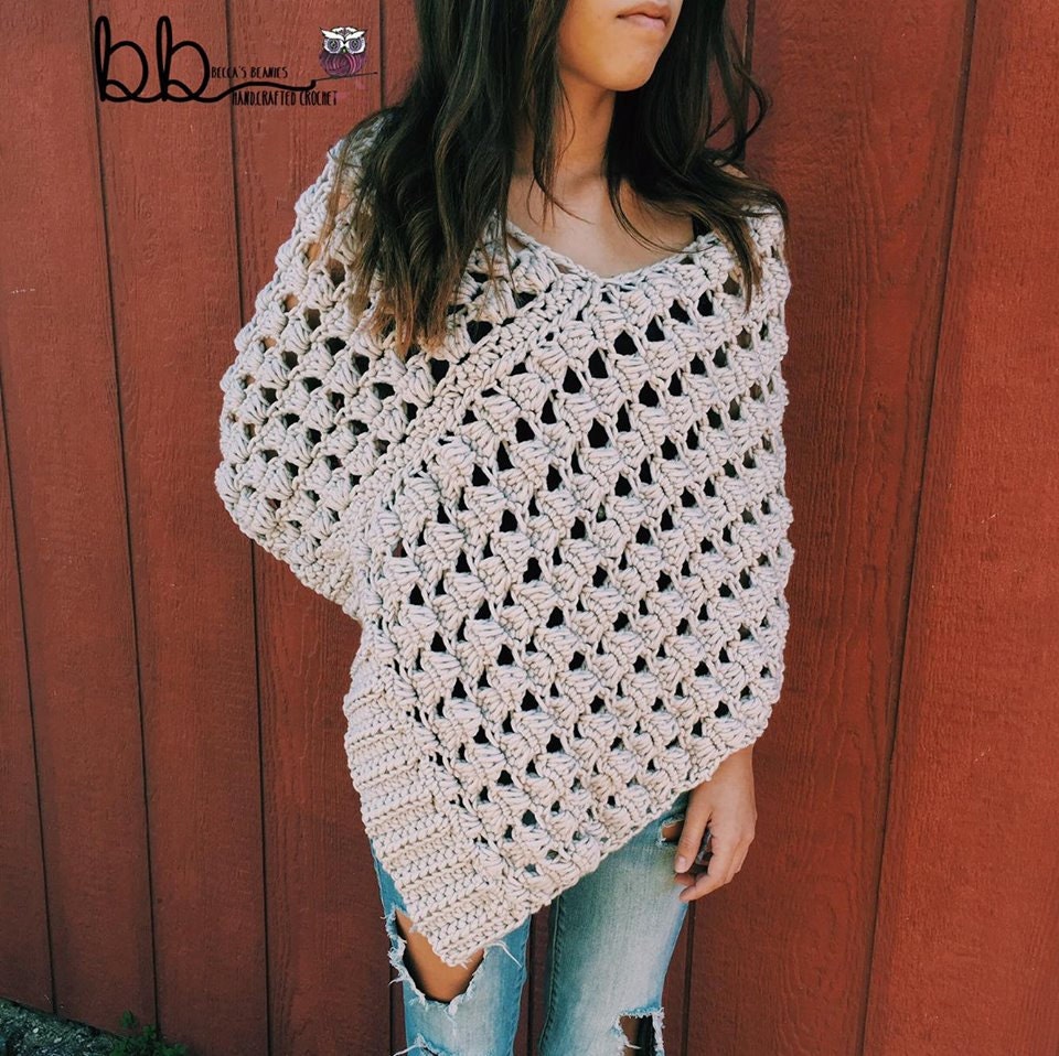 Poncho Shawl - PATTERN ONLY - Crochet - Teen to Adult One Size Fits ...