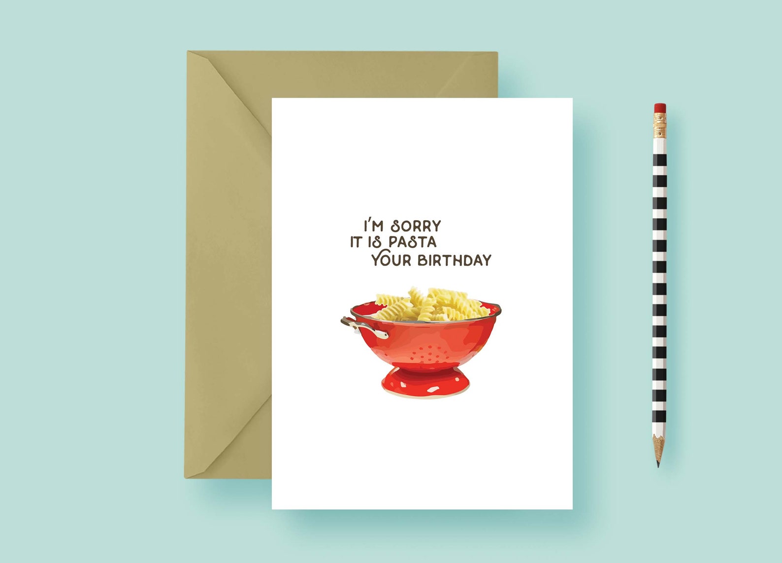 Belated Birthday Greeting Card Pasta Card Late Birthday | Etsy