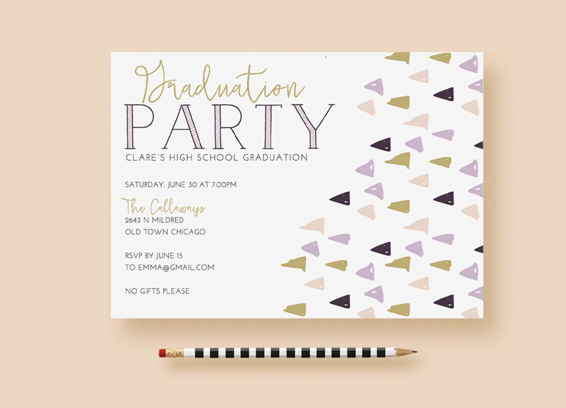 Graduation Party Invitations: Geometric Triangles (PDF, JPG, SVG) - Etsy