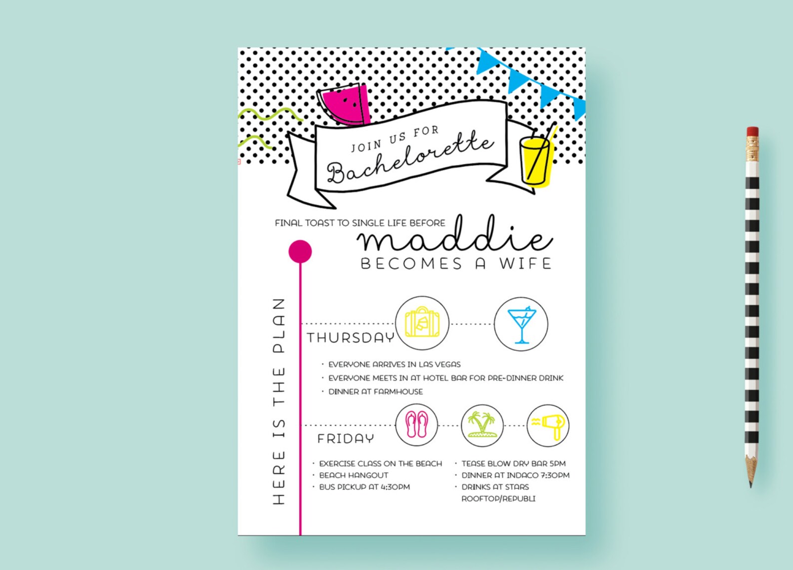 Infographic Styled Bachelorette Invitation Party Invite - Etsy
