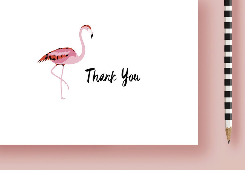 Tropical Flamingo Thank You Cards Foldover Stationery Set - Etsy