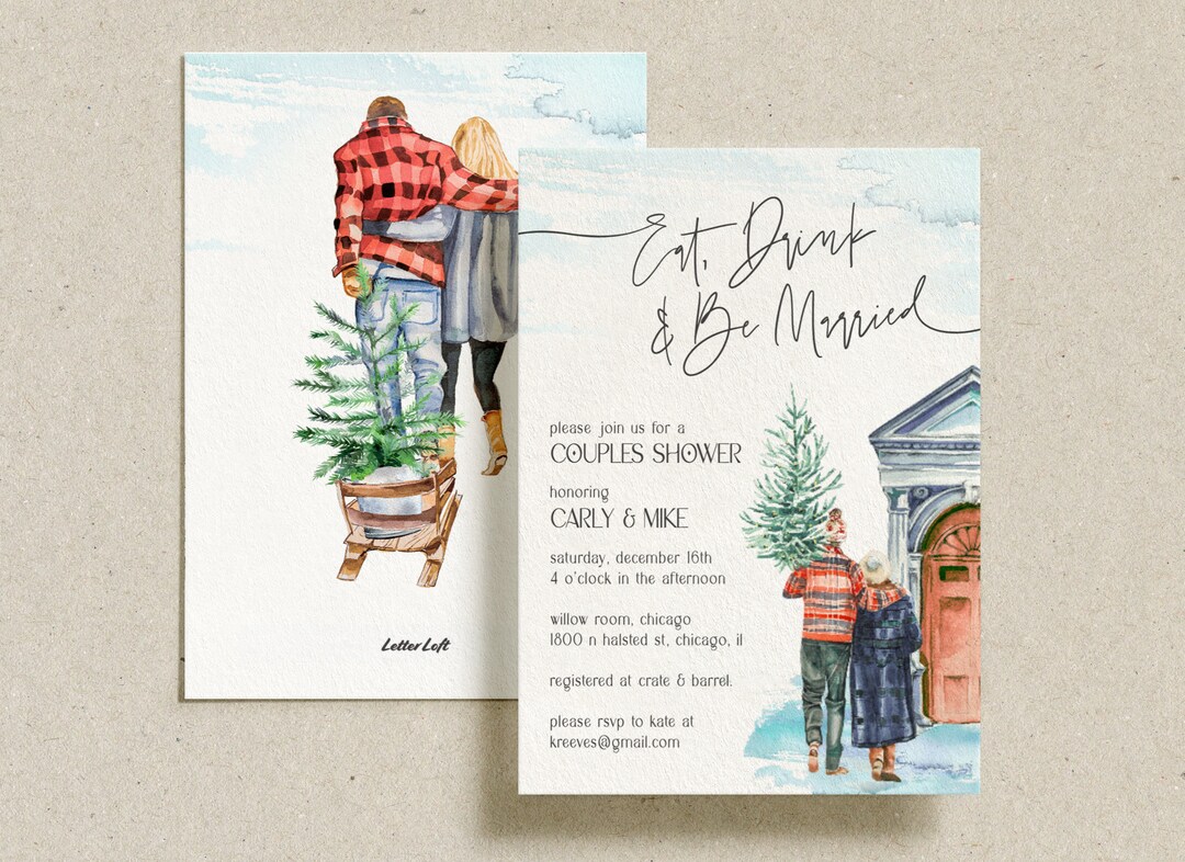 Christmas Wedding Shower Invitation: Winter Couple (digital File) - Etsy