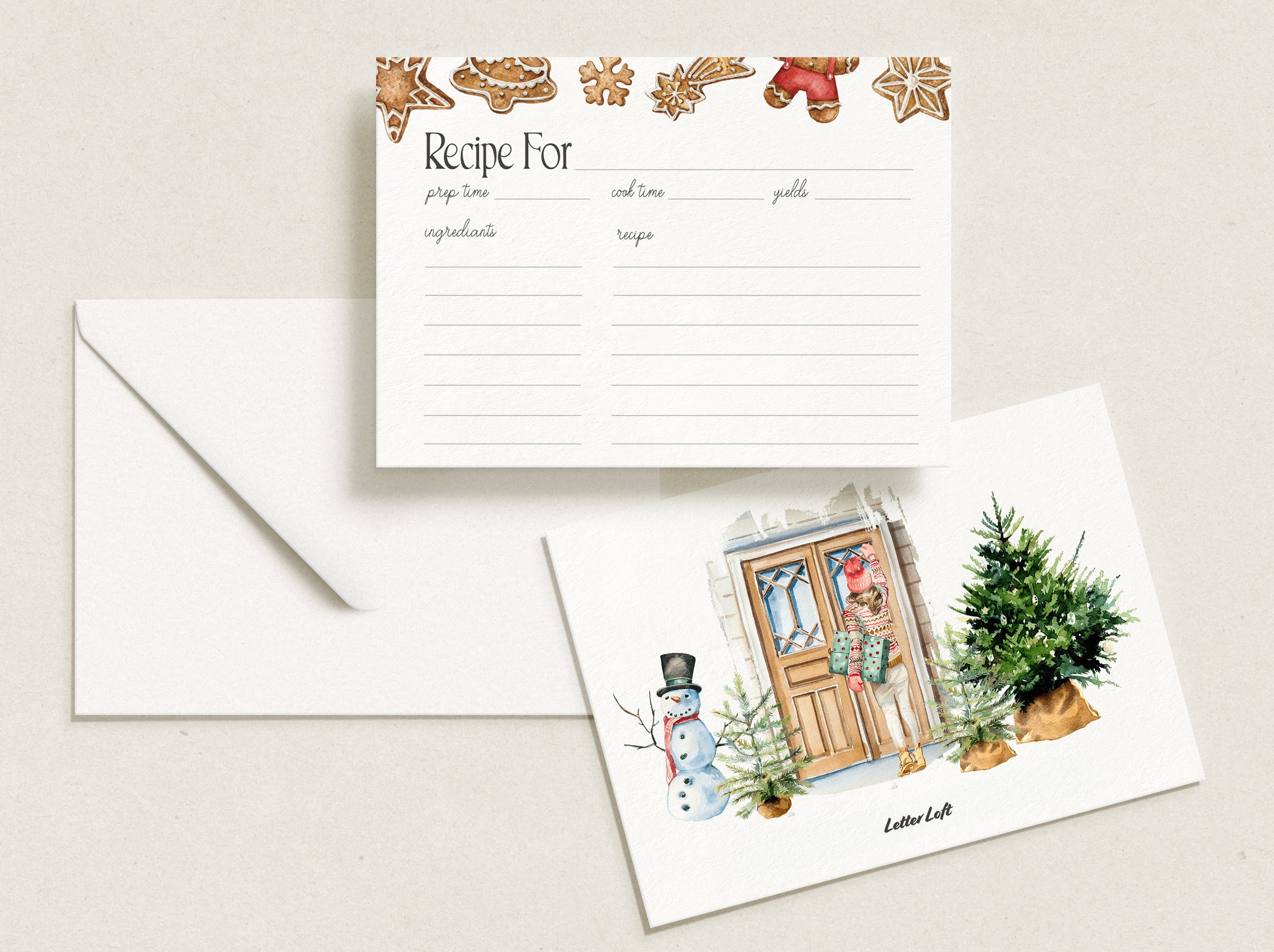 Editable Christmas Cookie Recipe Card, Holiday Recipe Card, Cookie ...