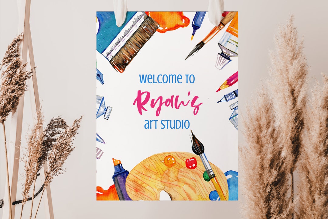 Art Party Welcome Sign, Art Birthday Party, Paint Party Sign, Kids ...