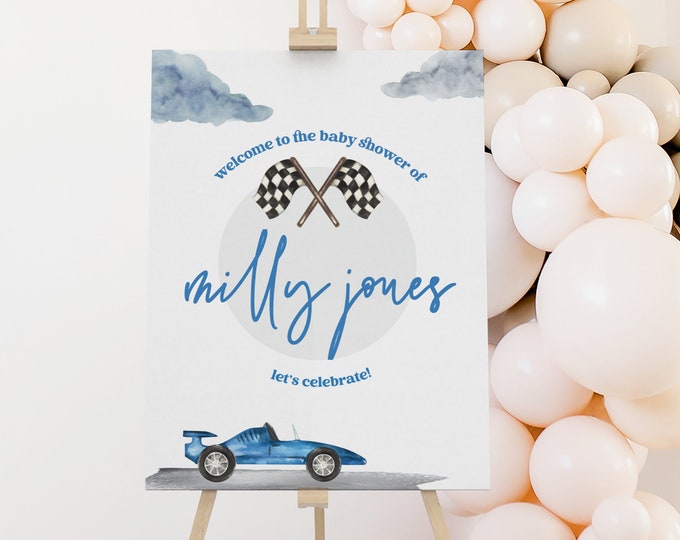 Race Car Baby Shower Welcome Sign, Racing Baby Shower, Baby Boy Shower ...