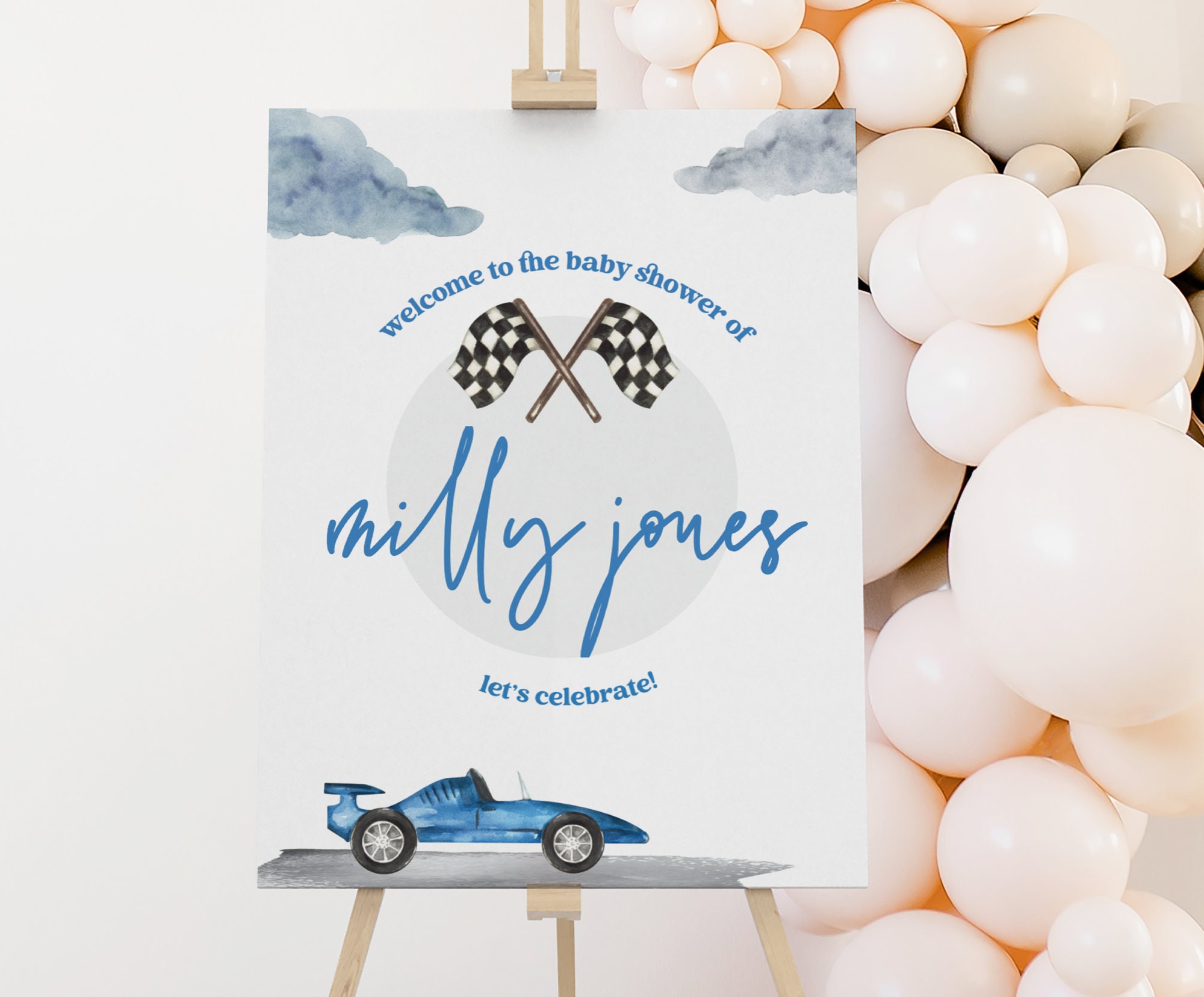 Race Car Baby Shower Welcome Sign, Racing Baby Shower, Baby Boy Shower ...