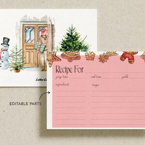 Editable Christmas Cookie Recipe Card, Holiday Recipe Card, Cookie ...