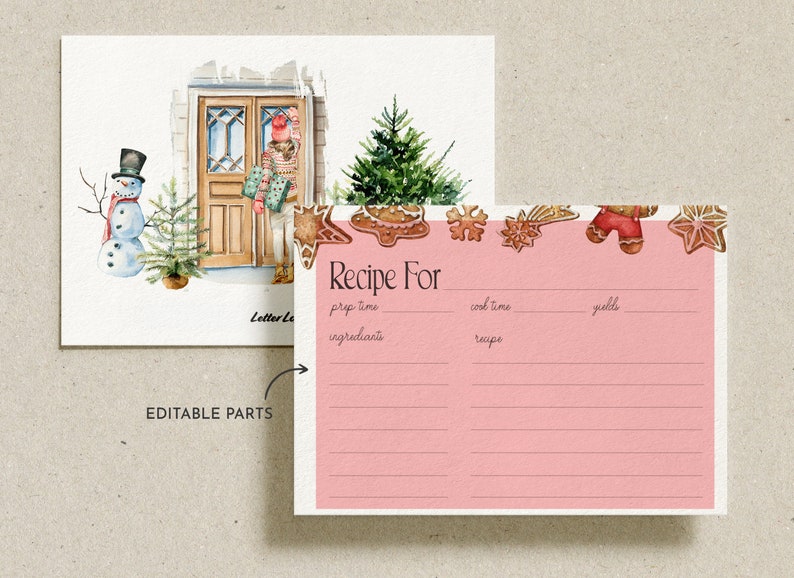 Editable Christmas Cookie Recipe Card, Holiday Recipe Card, Cookie ...