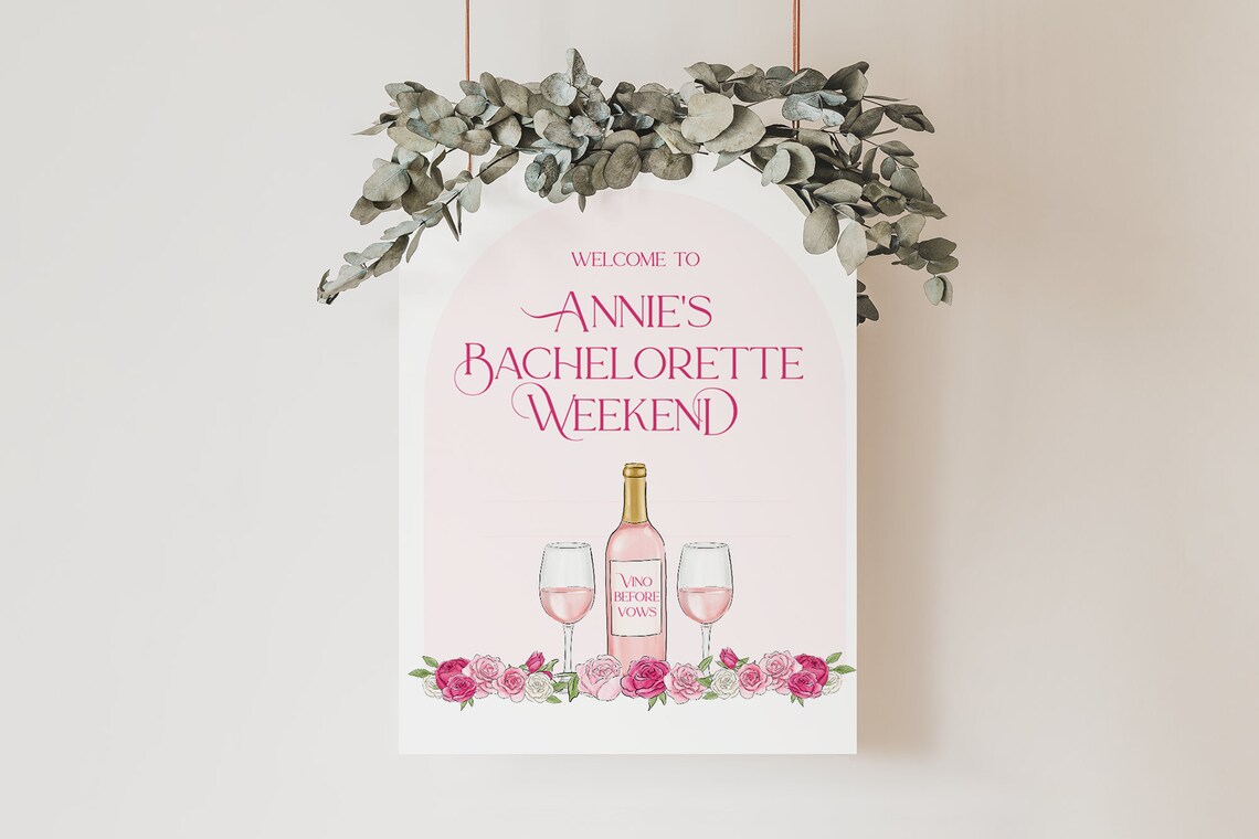 Winery Bachelorette Welcome Sign, Vino Before Vows, Wine Bachelorette ...