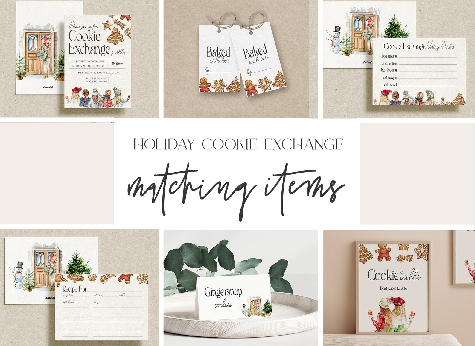 Editable Christmas Cookie Recipe Card, Holiday Recipe Card, Cookie ...