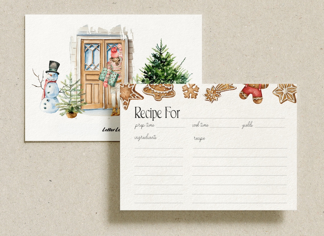 Editable Christmas Cookie Recipe Card, Holiday Recipe Card, Cookie ...