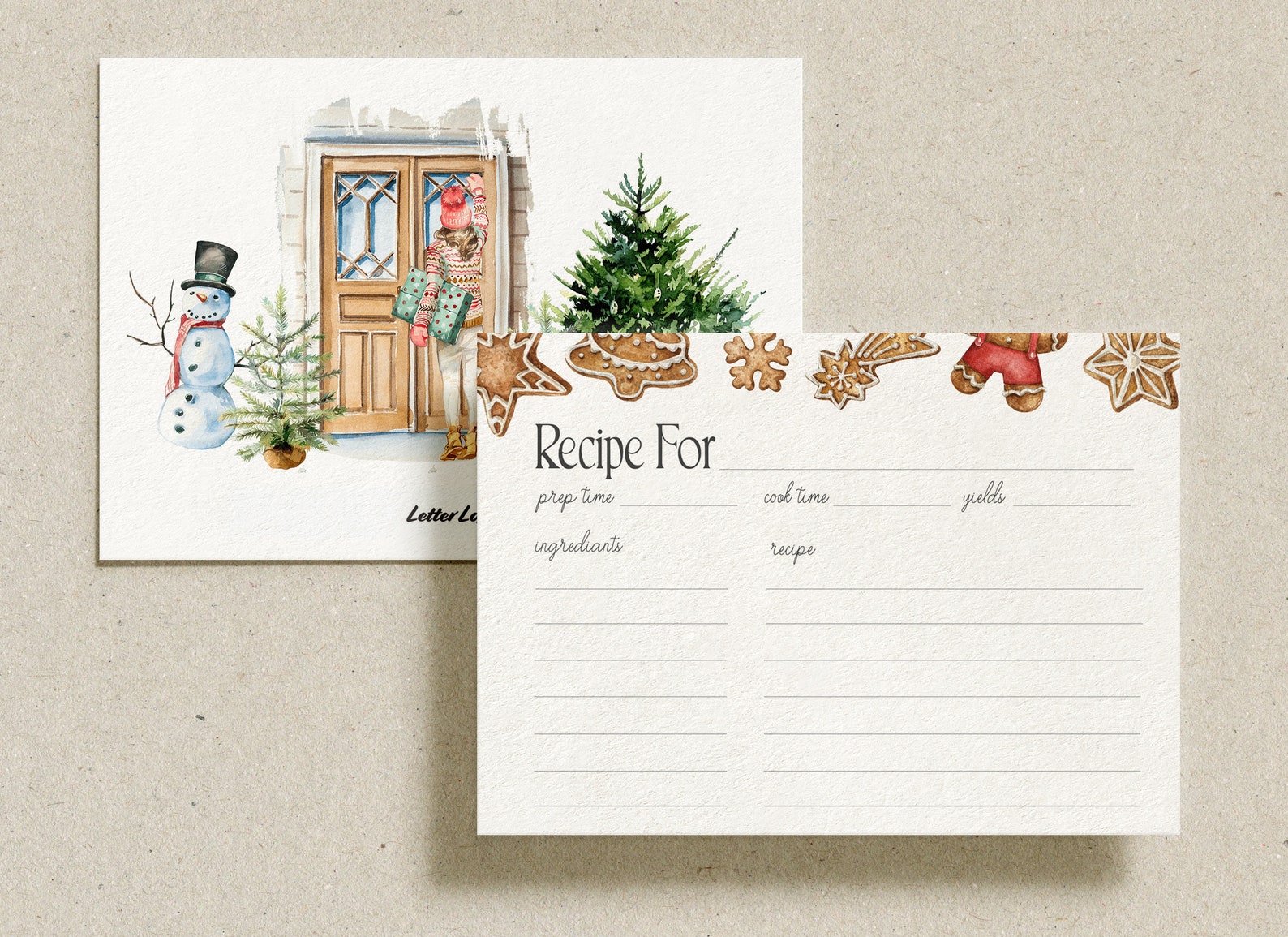 Editable Christmas Cookie Recipe Card, Holiday Recipe Card, Cookie ...