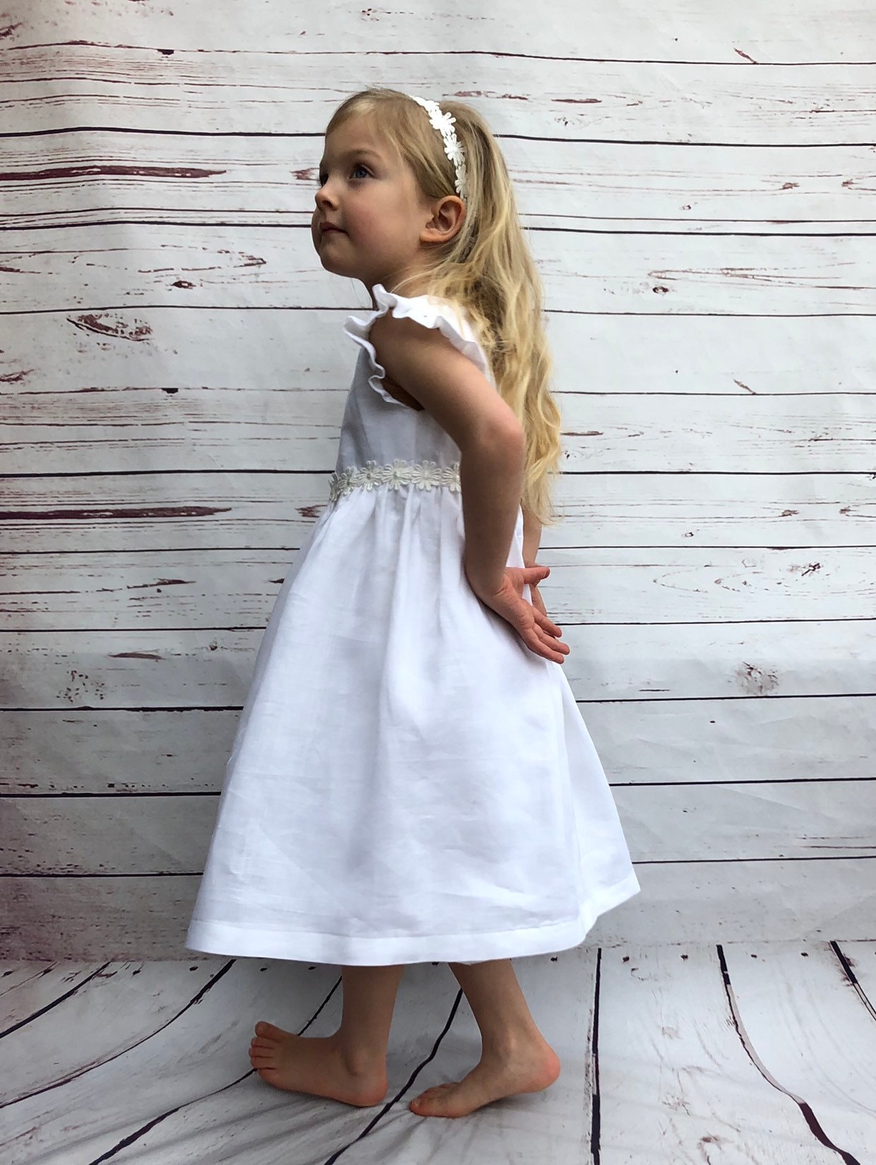 Flower Girl, Bridesmaid Dress Handmade to Order in Linen (okeo-tex ...