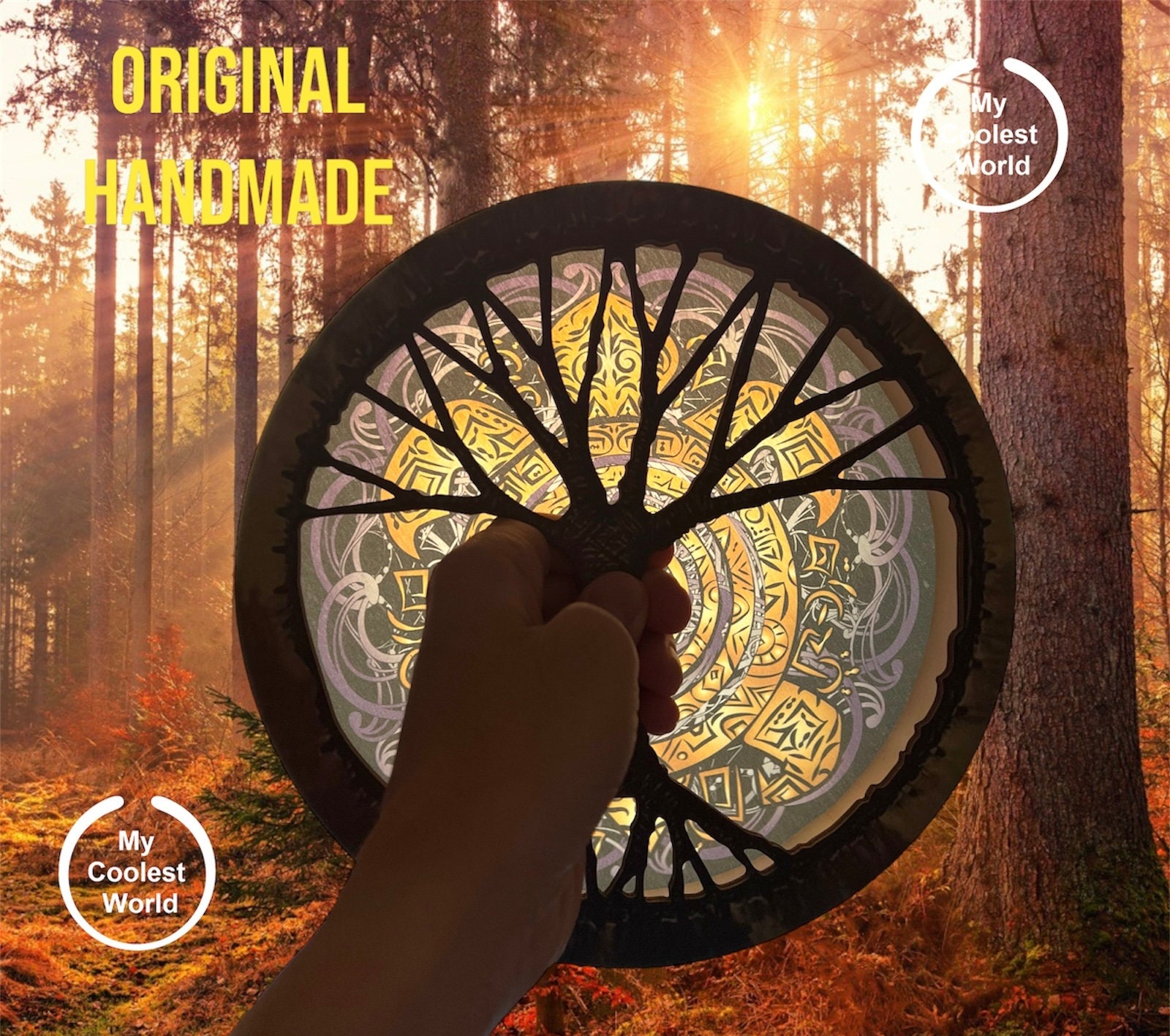 Shaman Drum ORIGINAL "tree of Life" Turtle Native Drum Percussion ...