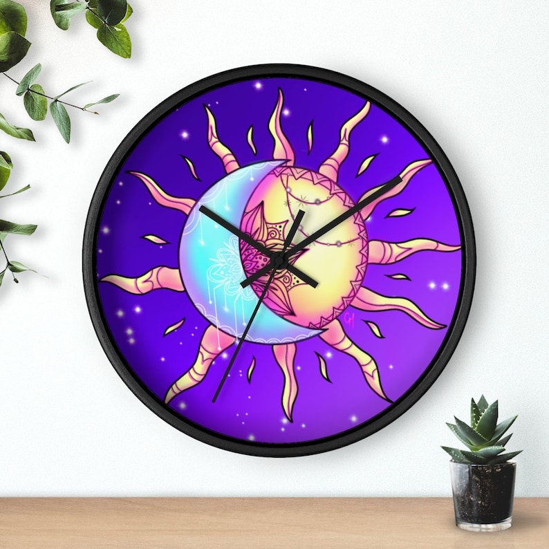 Sun and Moon Wall Clock Sun and Moon Clock Wall Clock Sun - Etsy