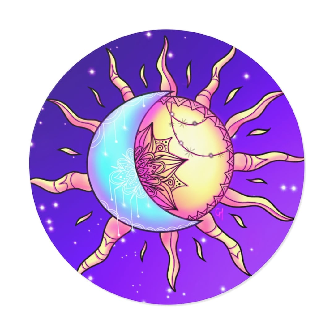Sun and Moon Sticker, Sun Sticker, Moon Sticker, Sun and Moon Art, Sun ...