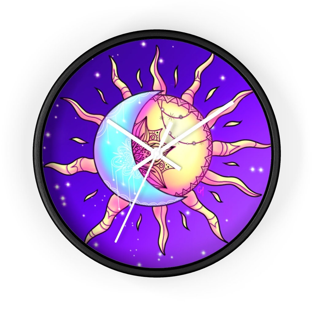 Sun and Moon Wall Clock Sun and Moon Clock Wall Clock Sun | Etsy